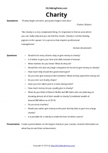 Charity – ESL Conversation Questions and Speaking Activities