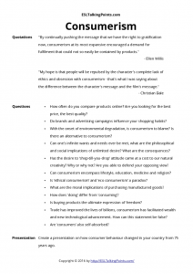 Consumerism – ESL Conversation Questions and Speaking Activities