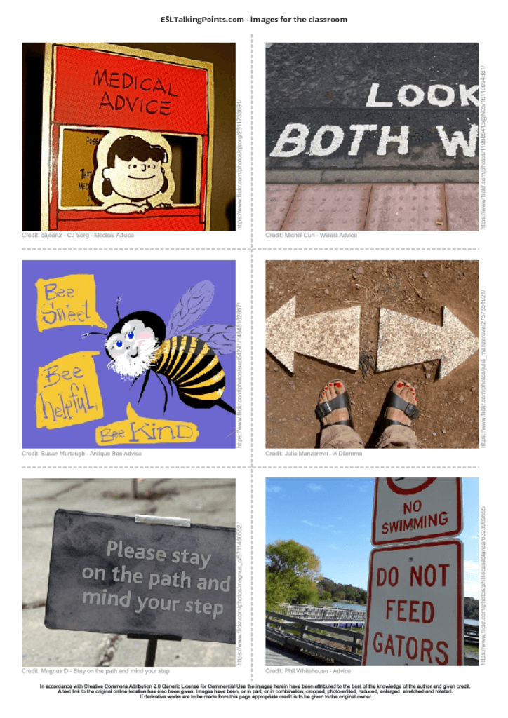 Advice – ESL Conversation Questions and Speaking Activities