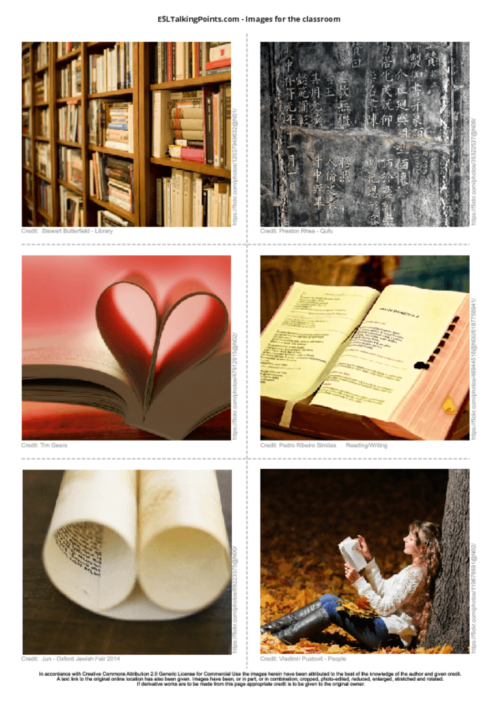 Books – ESL Conversation Questions and Speaking Activities