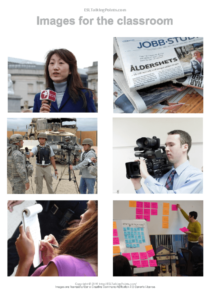 Journalism – ESL Conversation Questions and Speaking Activities