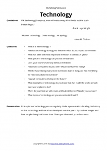 Technology – ESL Conversation Questions and Speaking Activities