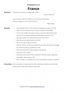 France – ESL Conversation Questions and Speaking Activities