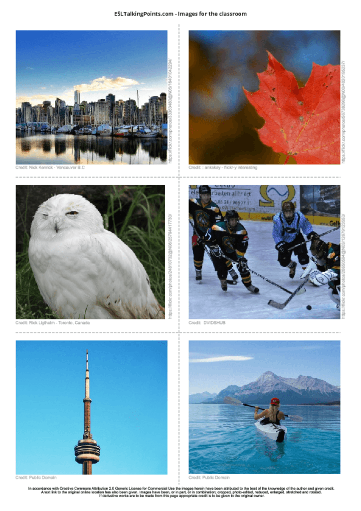 Canada – ESL Conversation Questions and Speaking Activities