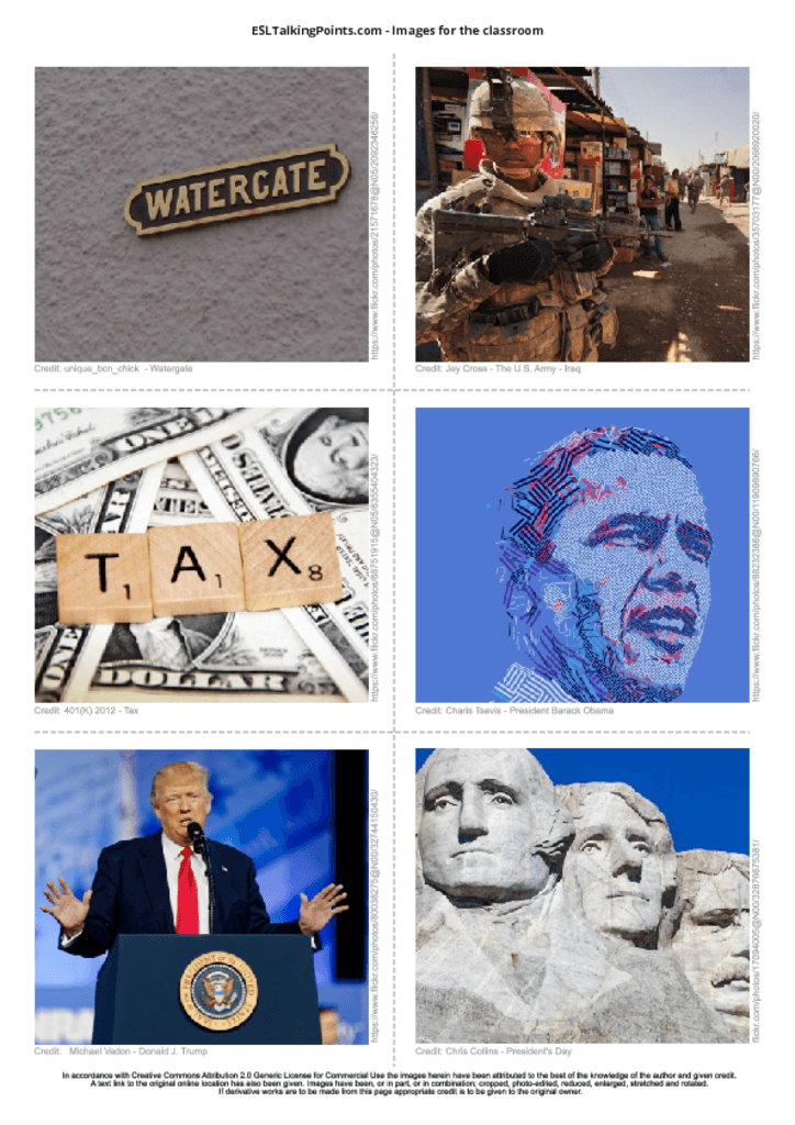 American Presidents – ESL Conversation Questions and Speaking Activities