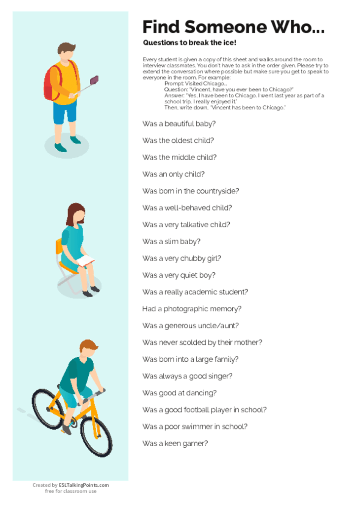 15 Free Ice Breaker Worksheets and How to Use Them in Your ESL Class ...