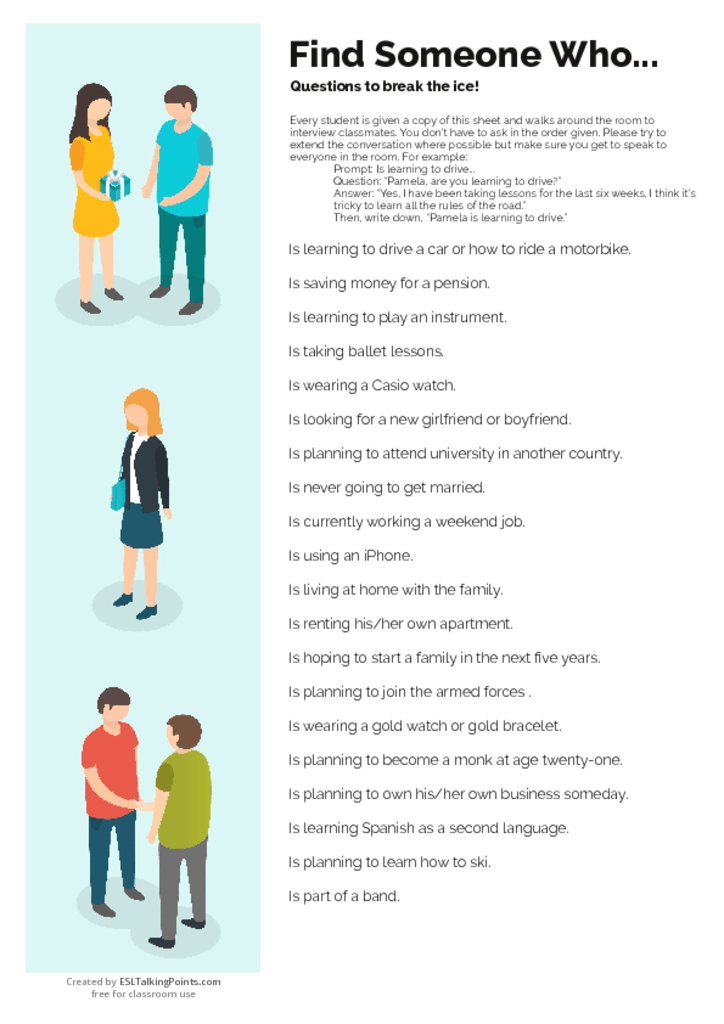 15 Free Ice Breaker Worksheets and How to Use Them in Your ESL Class ...